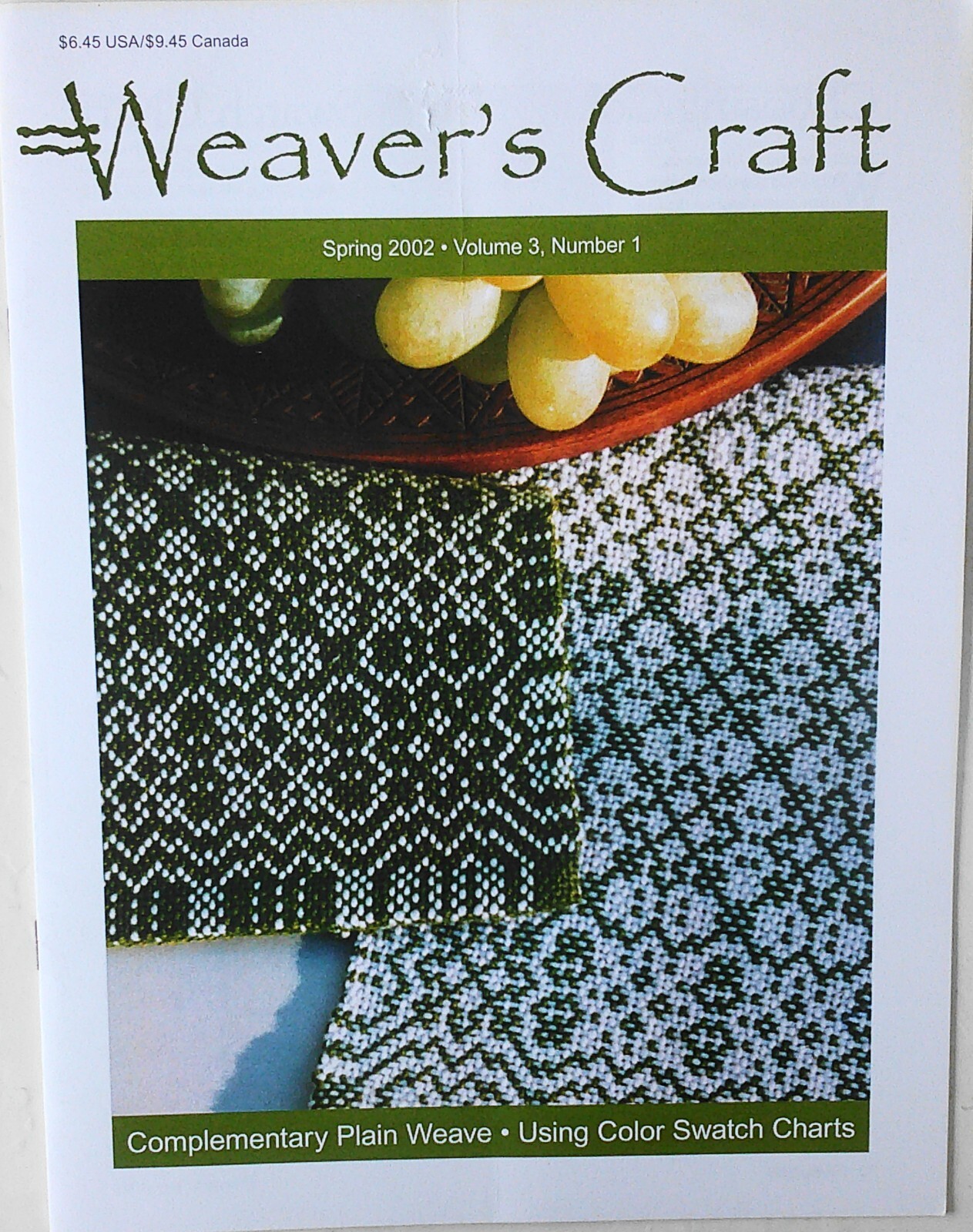 Weaver's Craft Spring 2002 Volume 3 Number 1 Plain Weave Color Swatch ...