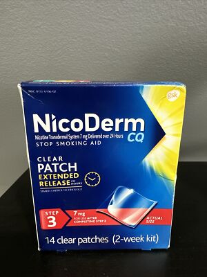 NicoDerm CQ Step 3 7mg Clear Nicotine Patch - 14 Count Expired 07/2024 ...