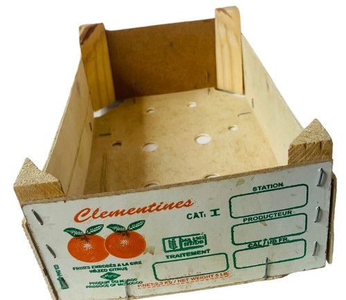 VTG FRUIT CRATE BABY CLEMENTINES MOROCCO WOOD & CARDBOARD BOX 11” x 7 ...