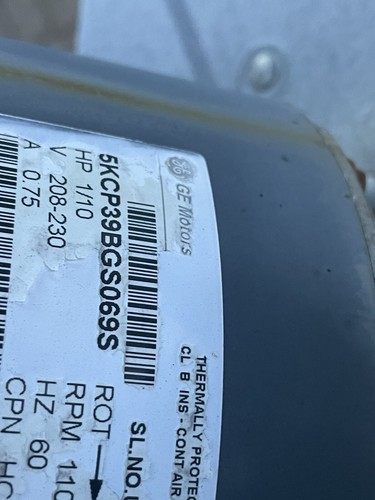 GE Condenser Fan Motor 5KCP39BGS069S HP1/10 RPM 1100 HC33GE233A used No ...