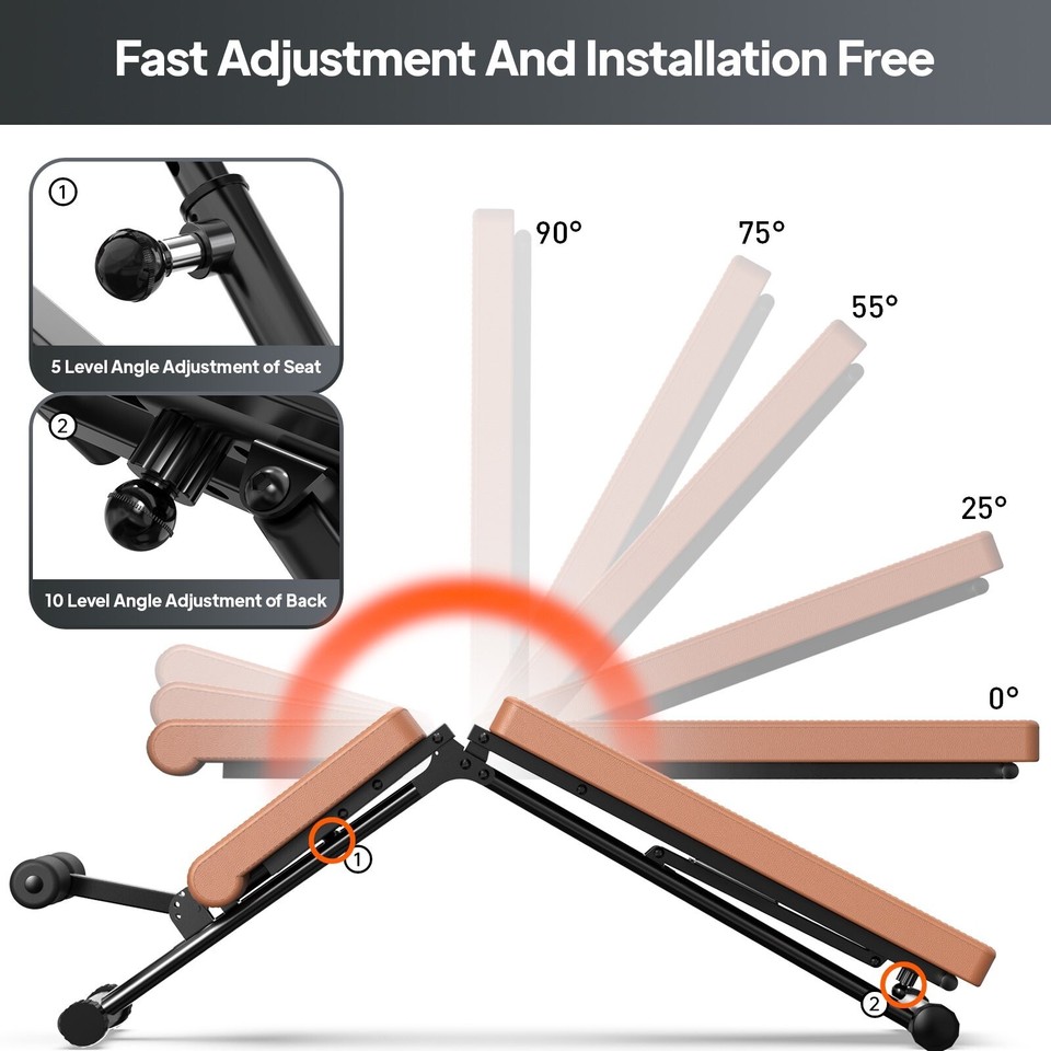 Foldable Dumbbell Bench Weight Training Fitness Incline Bench ...