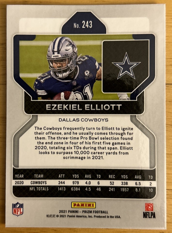 2021 Panini Prizm Ezekiel Elliott Silver Parallel Football Card #243 ...