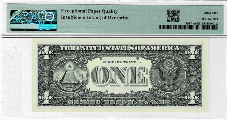 1988A $1 Federal Reserve 'WEB'Note ERROR-fr.1917-A (Insufficient INK ...