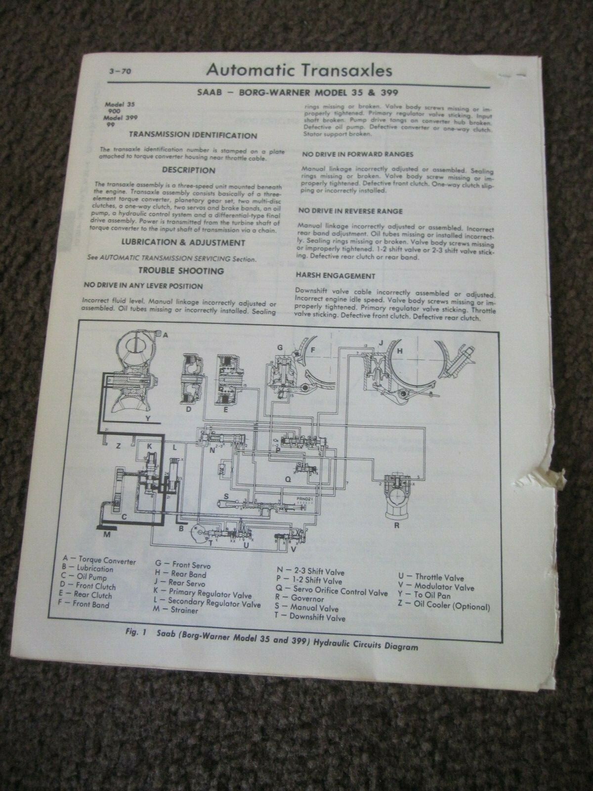 SAAB 99 900 3 SPEED AUTOMATIC TRANSAXLE TRANSMISSION SERVICE GUIDE | eBay