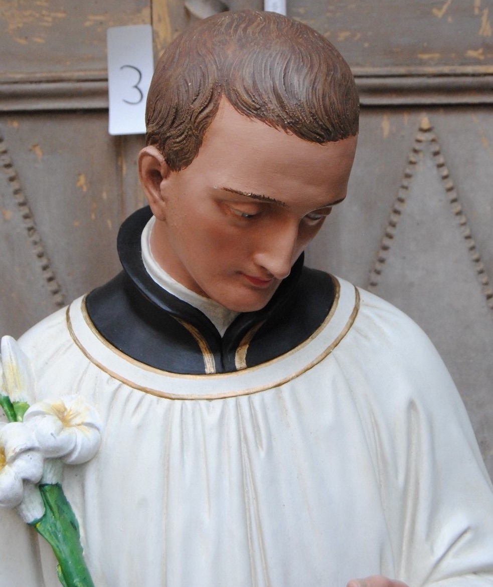 Große Skulptur Heiliger Aloisius Terracotta Heiligenfigur Kirchenfigur ...