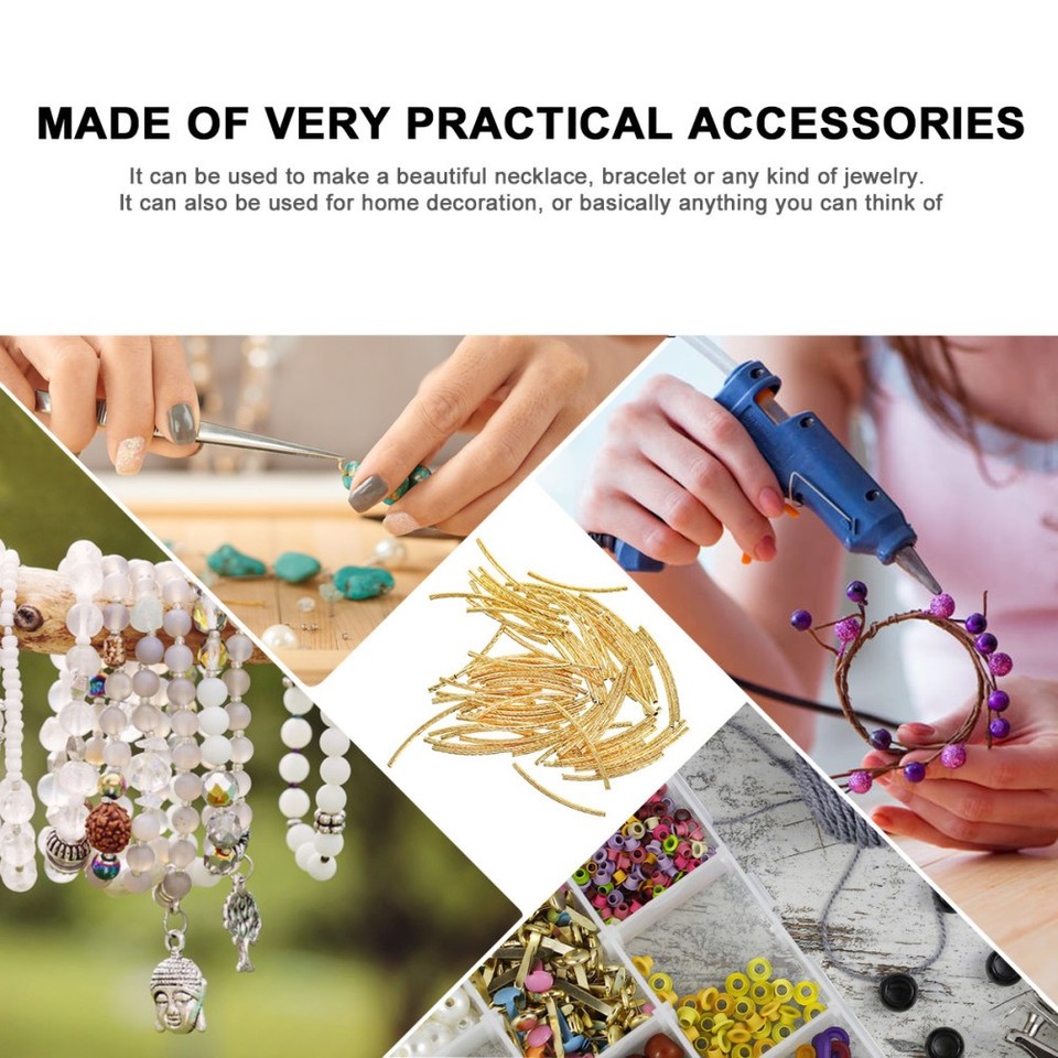 400 pcs Copper Curved Beads Tube Spacer Beads DIY Copper Tubes Curved ...