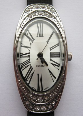 Avon Silver Quartz Ladies Watch With Black Rubber Vinyl Wrist Strap ...