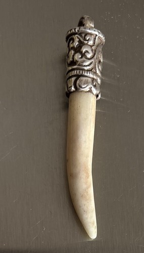 Nice Antique Victorian Wild Boar Tusk Tooth Sterling Silver 2.75 ...