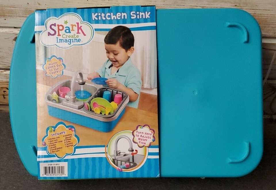 Spark Create Imagine Kitchen Sink Play Set, 20 Pieces Working Sink NEW ...