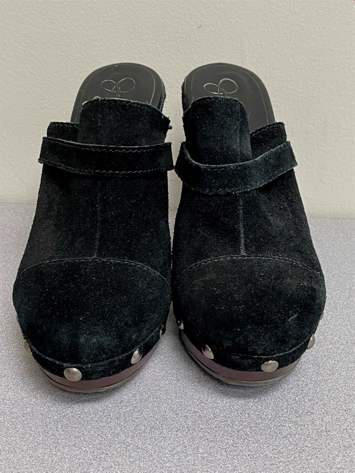 Jessica Simpson Garal Black Leather Clogs Mules Heels Platform 9.5 | eBay