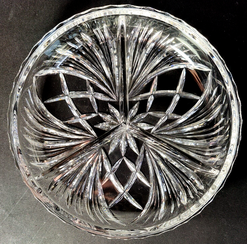 GORHAM CHERRYWOOD 3 PART RELISH PLATE, Cut Lead Crystal, 8 5/8", Made ...