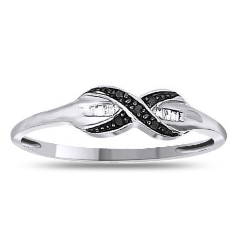 Black Diamond fity Knot Weddg Band Ring Women 10K White Gold Plated ...