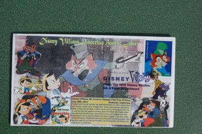Disney Villians Pinocchio Honest John Stamp FDC Bullfrog Cachet Sc#5214 ...