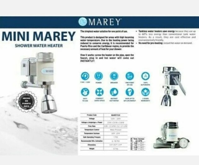 Marey Marey110 Electric Mini Tankless Shower Water Heater for sale ...