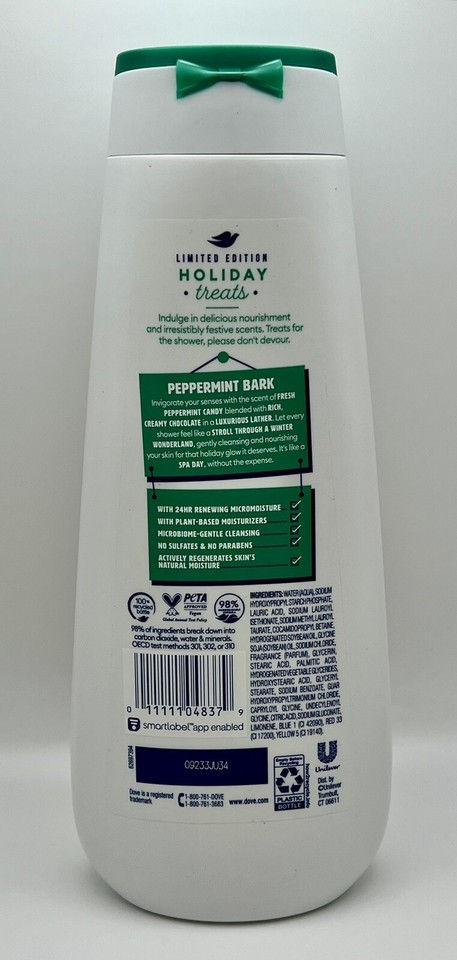 Dove Limited Edition Peppermint Bark Holiday Treats Body Wash 20 Oz ...