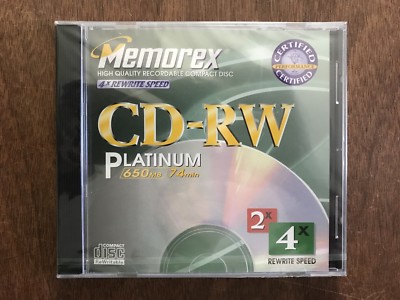 Memorex CD-RW Platinum 4x Rewritable Speed 650 Mb / 74 Minutes | eBay