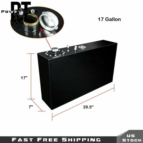 Top-Feed Aluminum Black 17 Gallon Slim Race Fuel Cell Gas Tank w/ Level ...