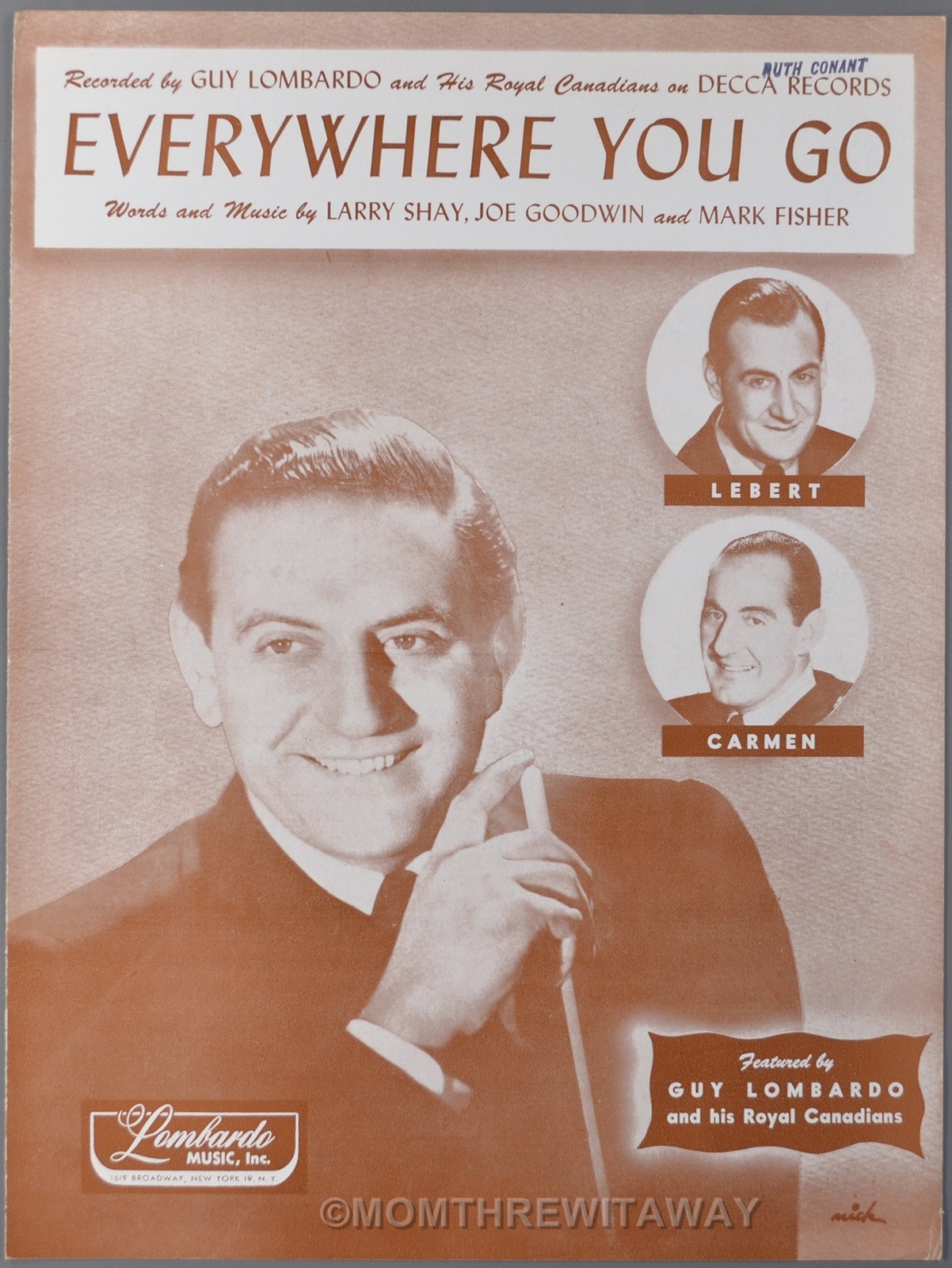 1949 EVERYWHERE YOU GO Shay Goodwin Fisher GUY LOMBARDO Sheet Music | eBay