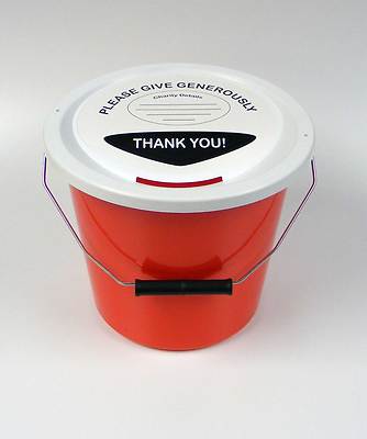 10 Charity Fundraising Money Collection Buckets with Lids, Labels and ...
