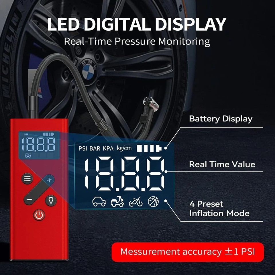 Pocket Air Car Tire Inflator Portable Air Compressor by Bullseye Pro ...