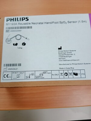 Philips M1193A Reusable Neonatal Hand/Foot SpO2 Sensor (1.5m).New in ...