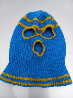 VINTAGE 1970's 1980's Knit Robber Ski Mask 3 holes Green Blue yellow | eBay