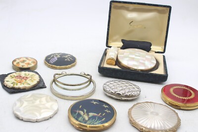 F x10 Vintage Ladies Cosmetic Compacts Inc. Boxed Stratton, Coty, Gold ...