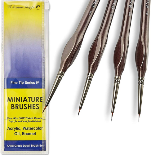 Micro Paint Brush Detail Set - Ultra Fine Tip Thin Paintbrush 4pc Round ...