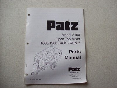 Patz Model 3100 Open Top Mixer 1000/1200 High Gain ~ Parts Manual | eBay