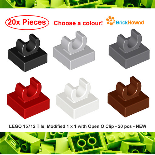 LEGO 15712 Tile Modified 1x1 with Open O Clip - 20 pcs - NEW (Choose a ...