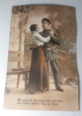 WW1 German Officer's RPPC Colorized Postcard A Soldiers Poem to his ...