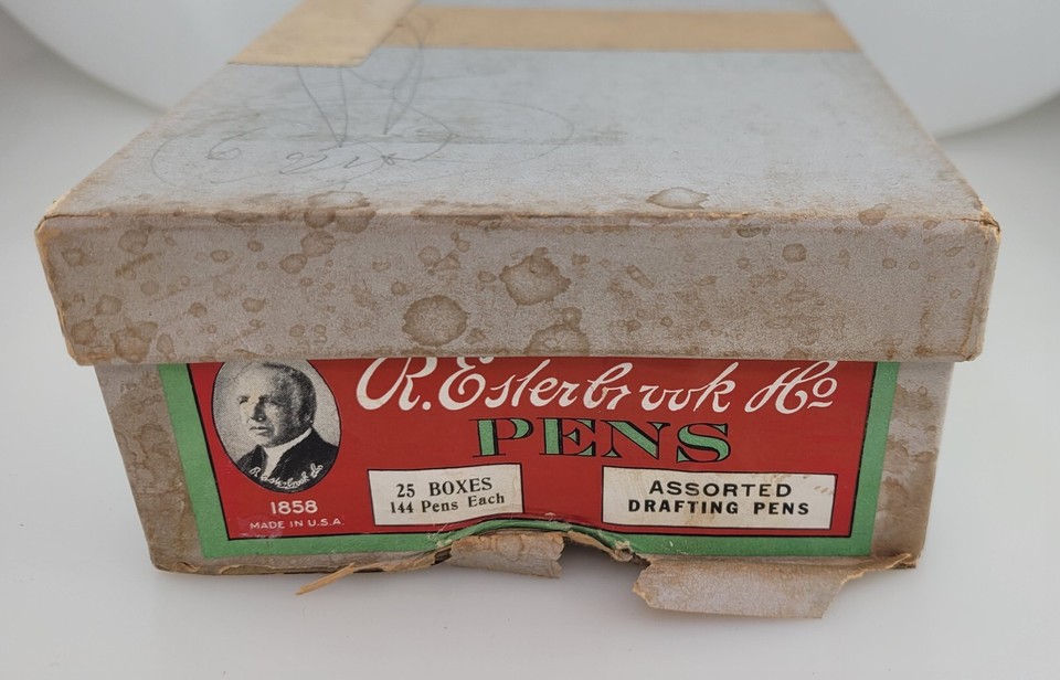 VINTAGE ESTERBROOK ASSORTED DRAFTING PEN NIBS - 144 NIB SEALED BOX - 25 ...