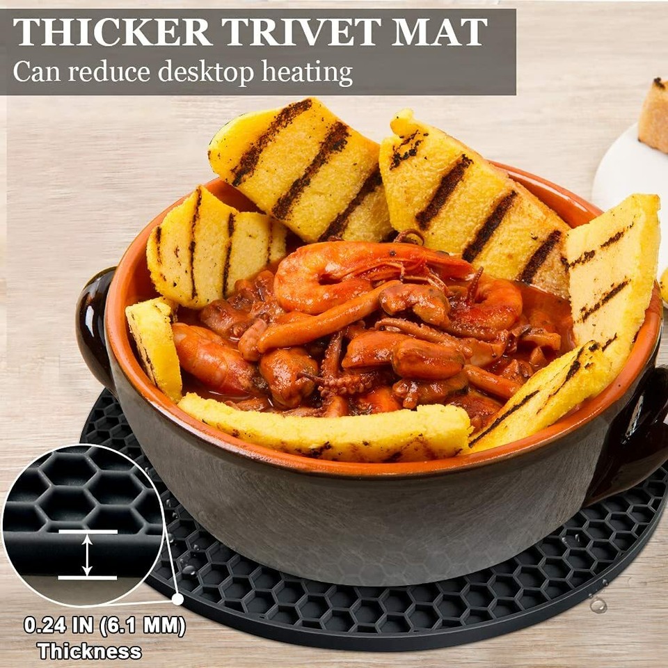 Silicone Trivet Mats Hot Pot Holder Heat Resistant Non-Slip Table Round ...