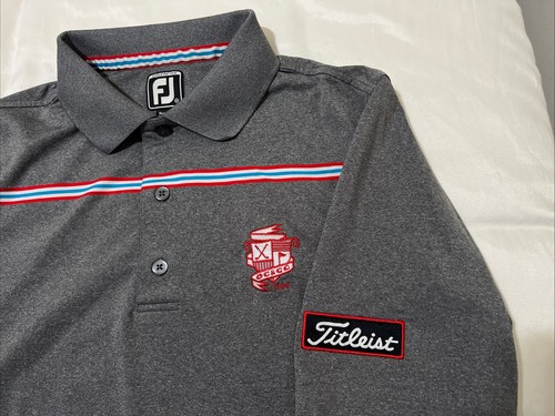 FootJoy Titleist Patch Golf Polo Gray Red Stripe Stretch Mens M | eBay