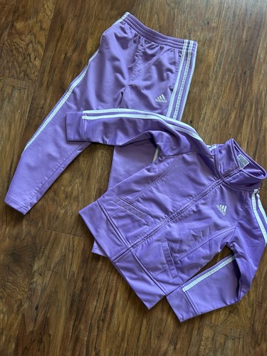 Adidas Kids Lilac Tracksuit Jacket Pants Set Size 5 Activewear Sports ...