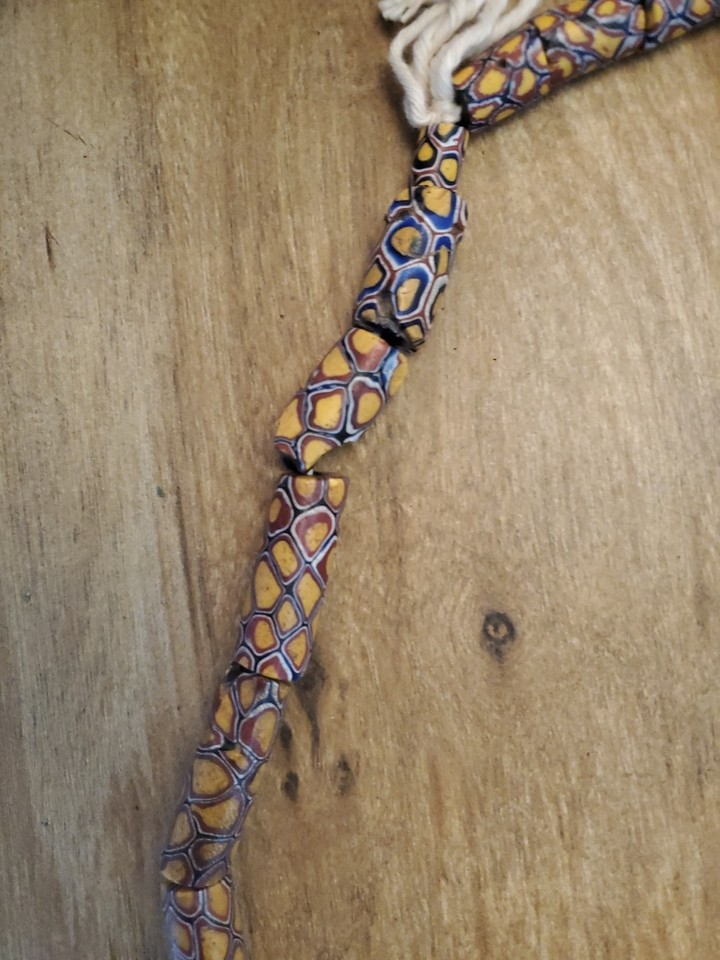 "LAVA SNAKE" Necklace Of 30+ Fire Like Vintage Glass Millefiori African ...