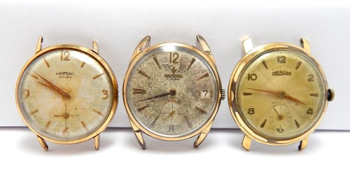 Vintage Watches Lot 3 Watches Hand Winding Men Gold Plated 1950c Need ...