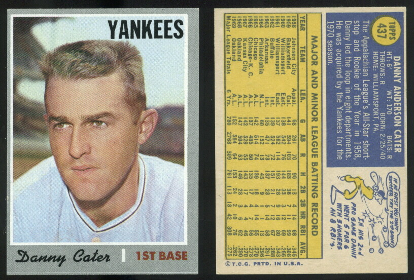 (66106) 1970 Topps 437 Danny Cater Yankees-NM | eBay