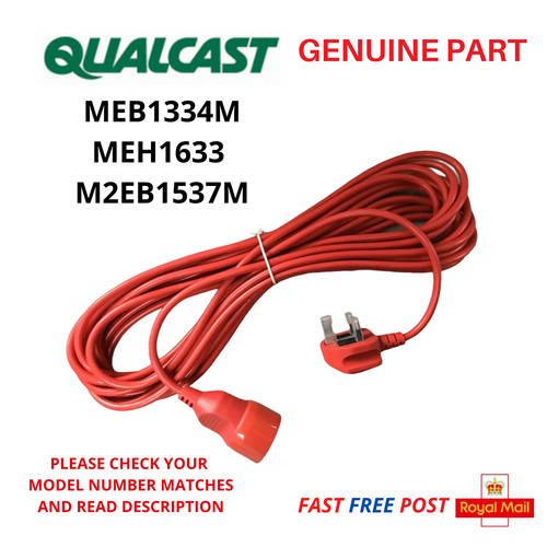 QUALCAST MEB1334M Lawnmower Plug In Mains Power Cable Lead 10 Meter ...