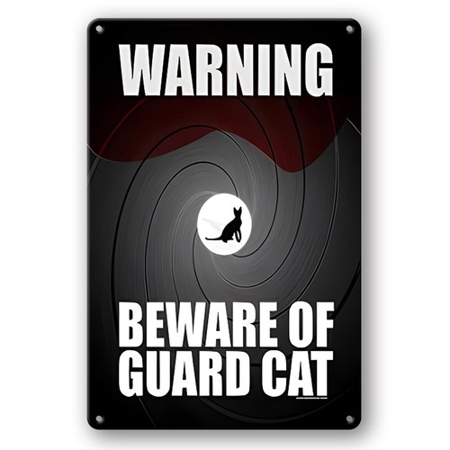 Tin Sign WARNING BEWARE OF GUARD CAT Metal Plate Rustic Decorative ...