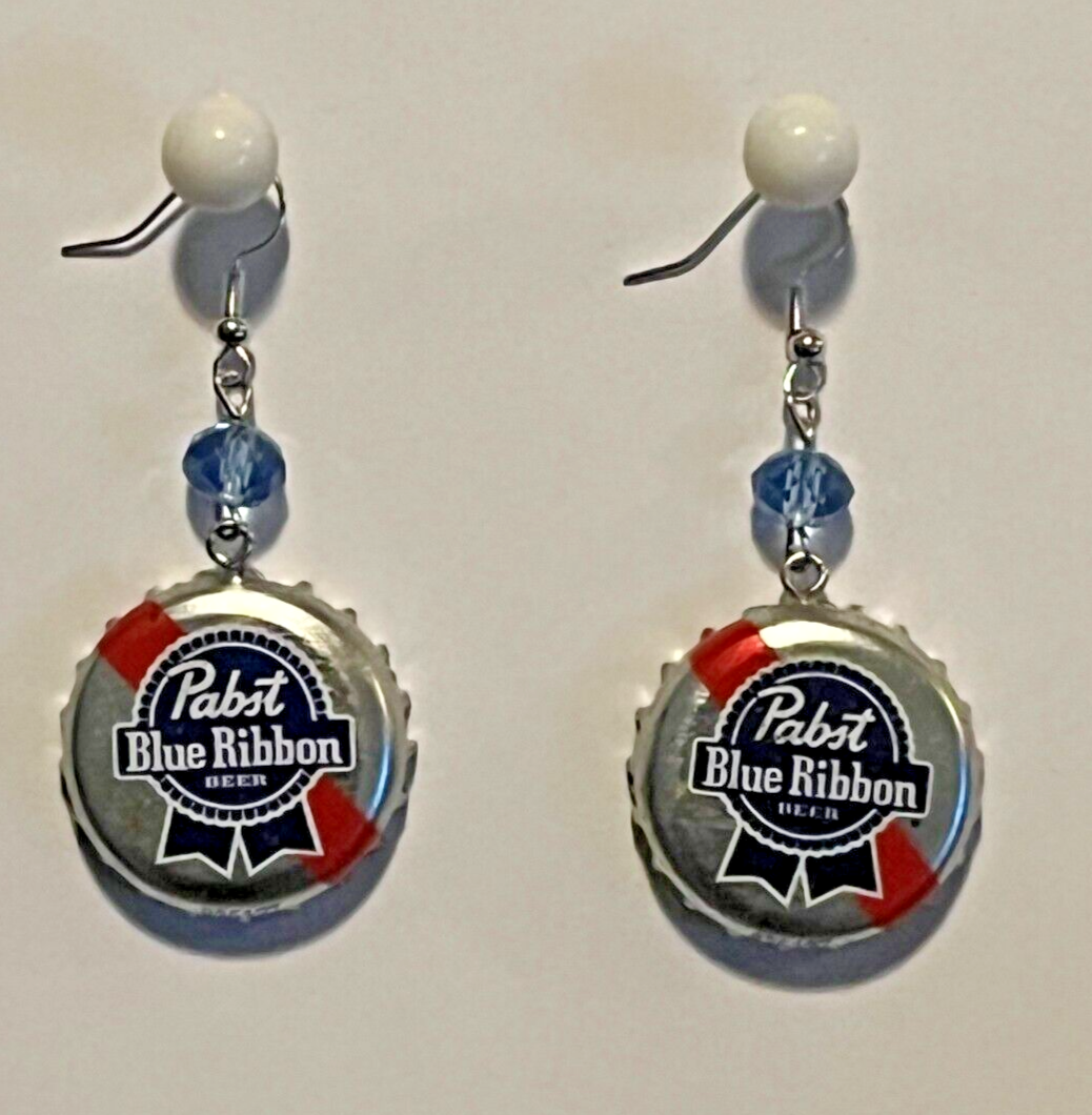 Pabst Blue Ribbon Beer Earrings/ Beerings Blue Velvet/ Biker/ Redneck ...