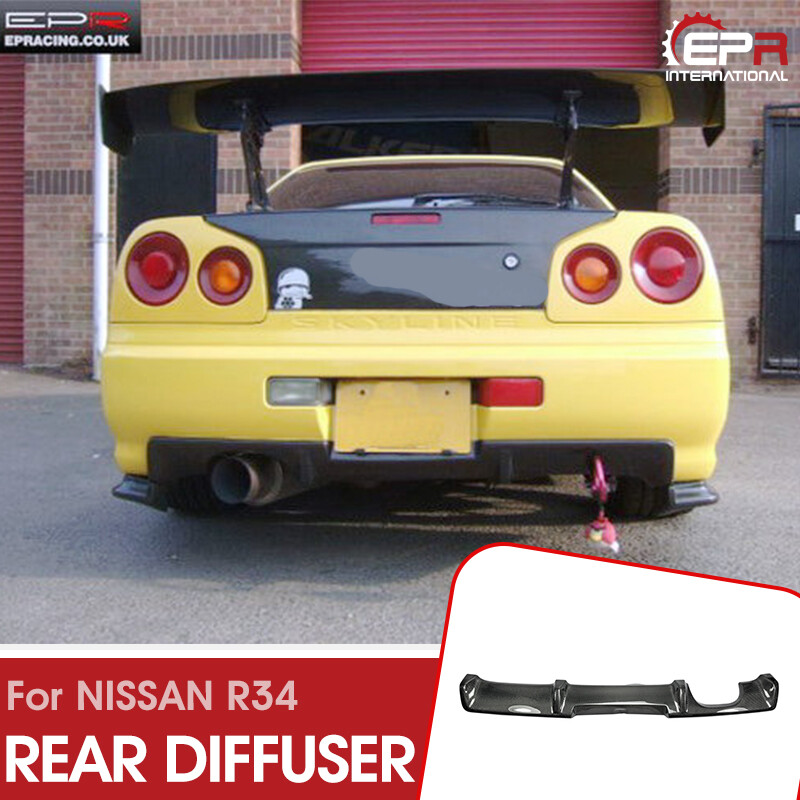 For Nissan Skyline R34 GTR OE Tape Carbon Fiber Rear Bumper Diffuser ...