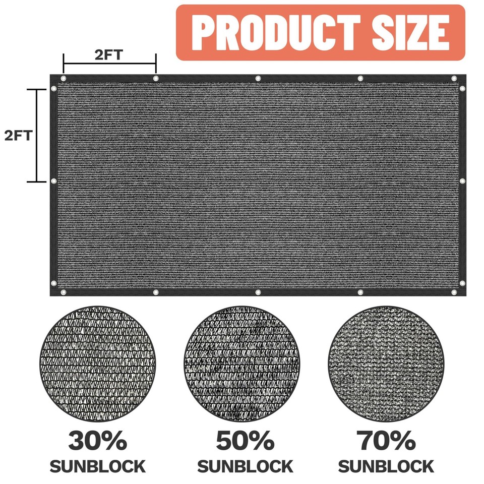 30% Black Shade Cloth 16FT x 20FT Mesh Tarp Black Sun Shade Netting ...
