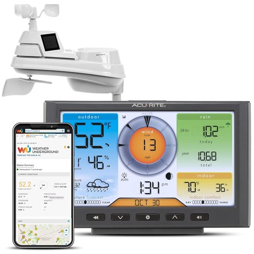 AcuRite Iris (5-in-1) Indoor/Outdoor Wireless Weather Station W/ Wifi ...