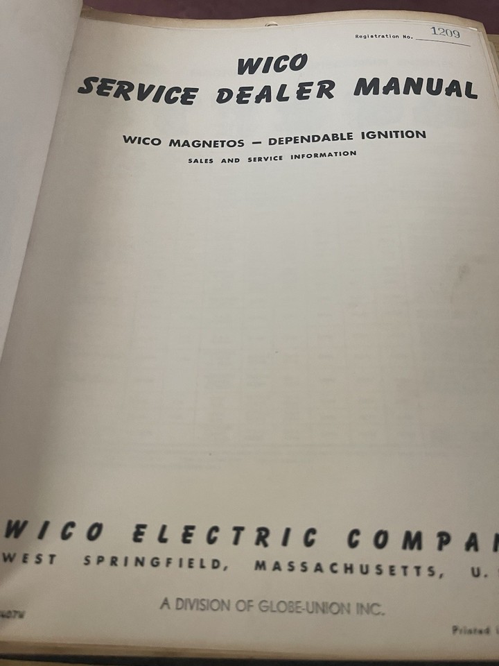 WICO Electric Company Service Dealer Manual for Wico Magnetos | eBay