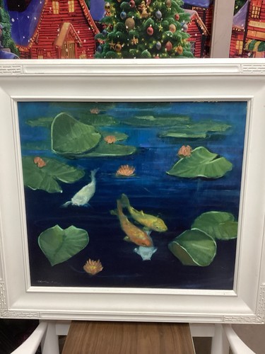Original painting by Christine Mosher Koi Fish and Lilly pads | eBay