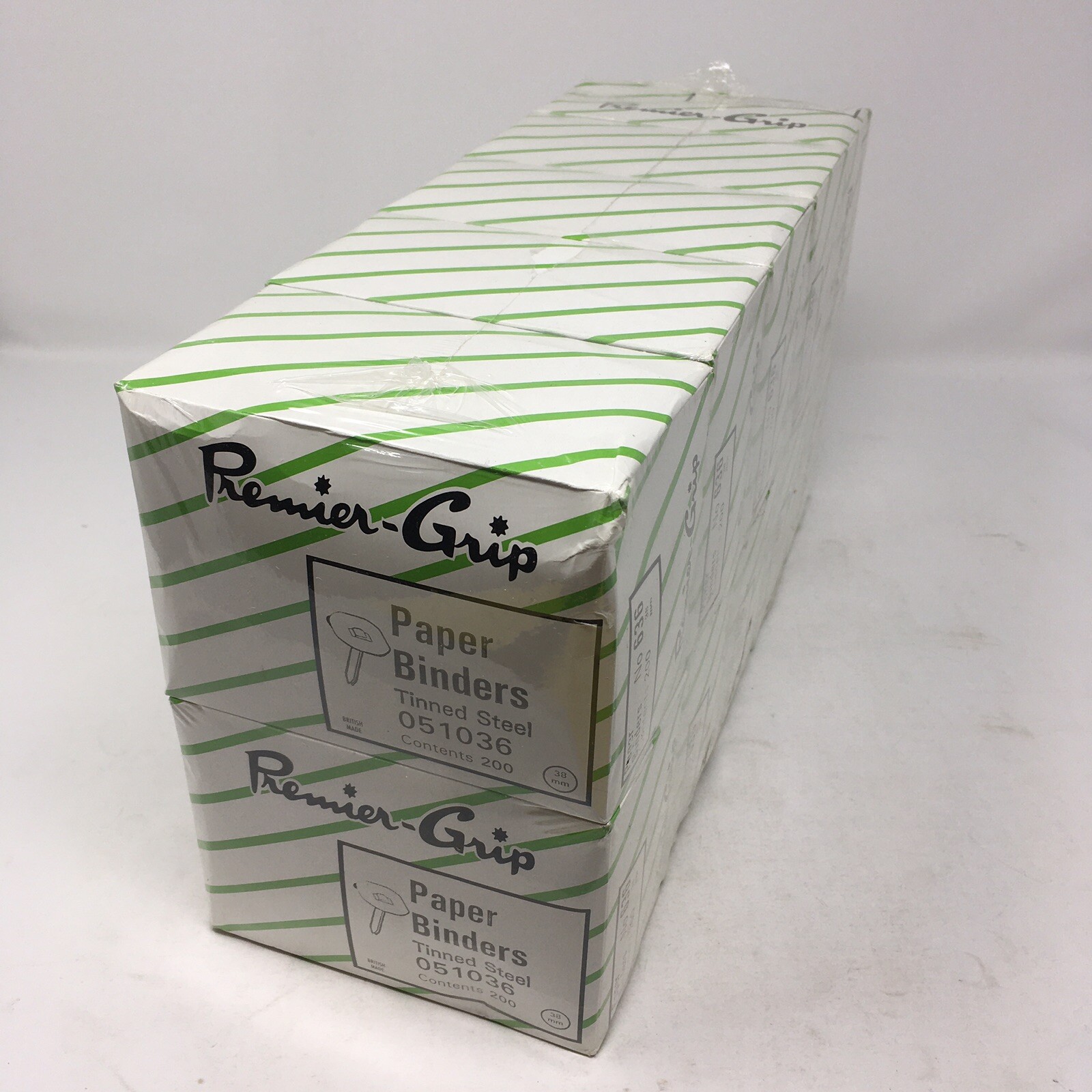 (10 boxes of 200) Premier-Grip 38mm Paper Binders 051036 Tinned Steel ...