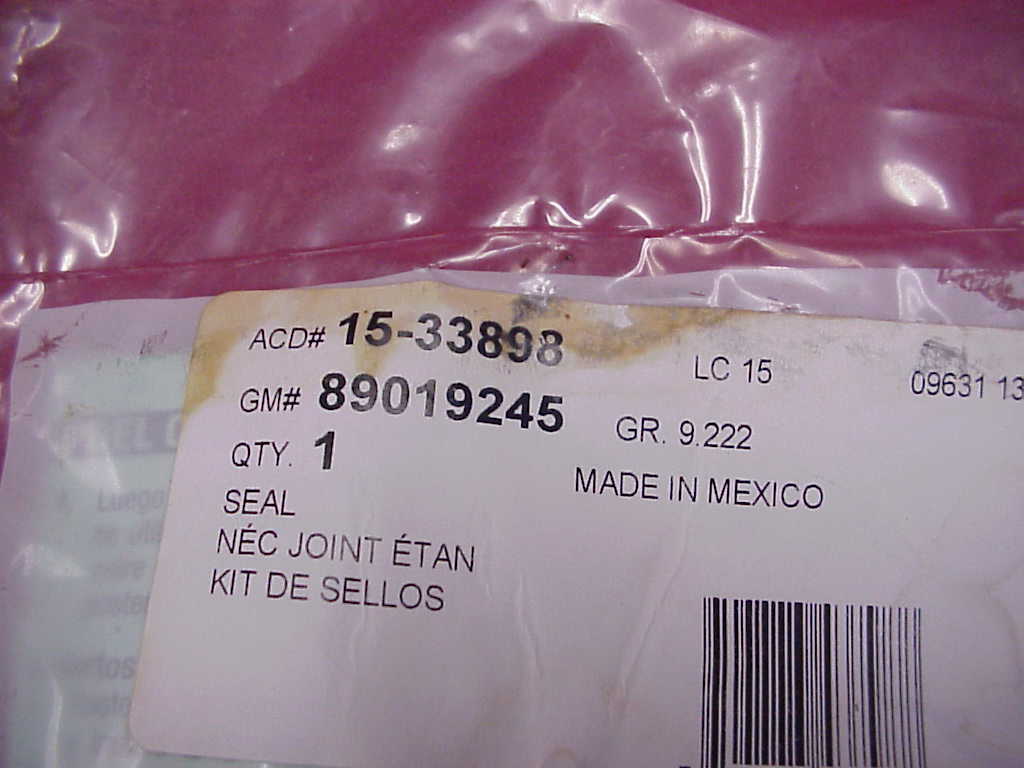 NEW AC DELCO 07-17 CORVETTE A/C HEATER EXPANSION VALVE SEAL GM 89019245 ...