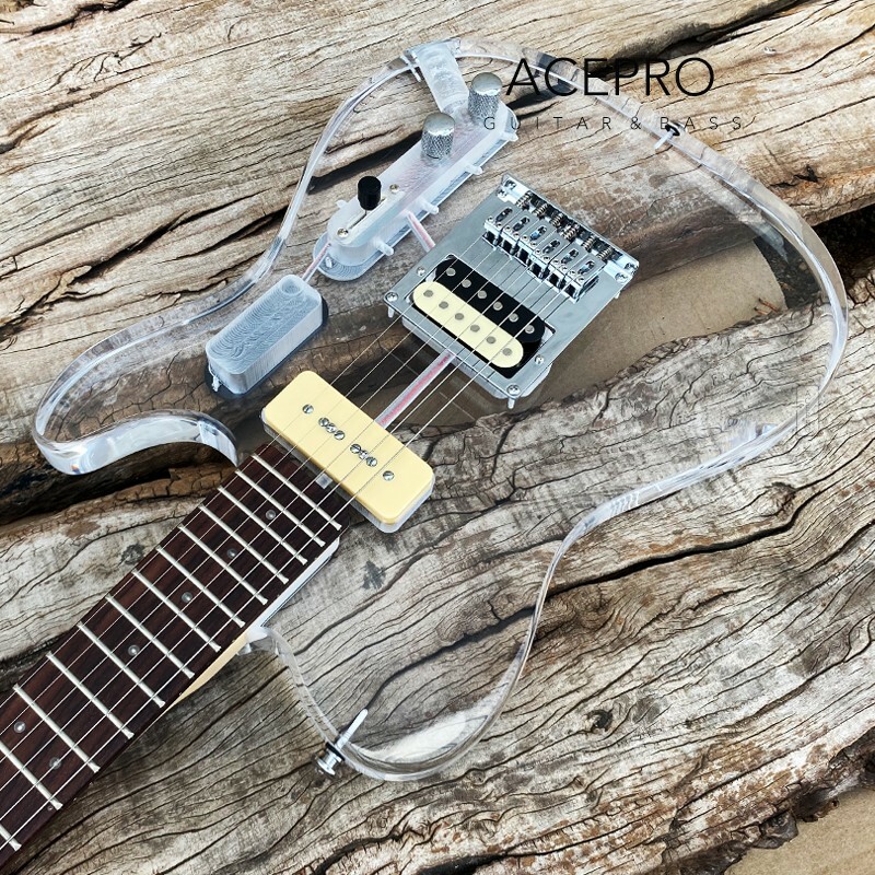 Acepro Colorful LED Light Electric Guitar Acrylic Body Crystal Guitar ...