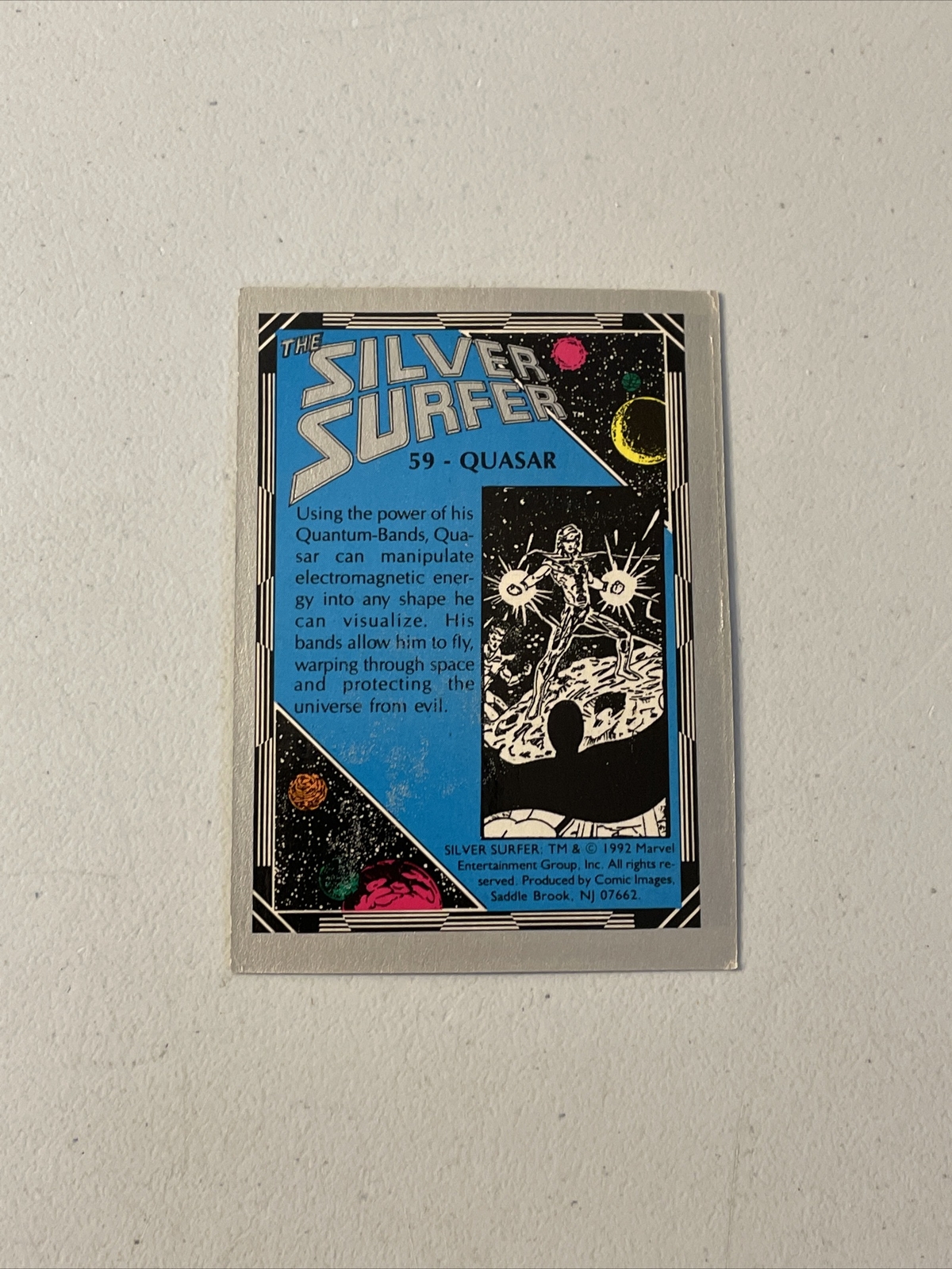 Marvel 1992 Comic Images Silver Surfer Prism Trading Card -- #59 Quasar ...